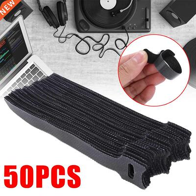 Mayitr Cable Winder 50Pcs Black Cable Cord Nylon Strap Reusa