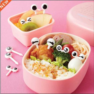 Lovely 10pcs Plastic Fruit Toothpick Lovely Eye Cartoon Fork