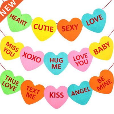 14 Pcs Valentine's Day Hanging Candy Heart Felt Garland,