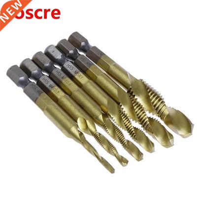 6 Pcs/Set HSS4241 Titanium Coated Drill Bits Hex Shank Spira