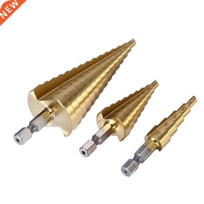 3 Pcs Stepped Drill Bits Hex Shank H Titanium Coated 3-12mm
