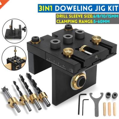 3 in 1 Wood Doweling Jig Pocket Hole Drilling Locator Jig ]W