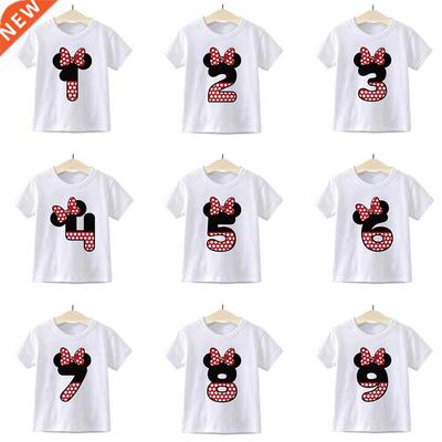 0-9 Letter Minnie Mickey Mouse Print Boys/Girls T shirt Kids