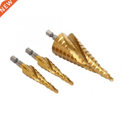 3pcs 4-12/20/32mm Hex Coated Spiral Grooved Step Drill Bits