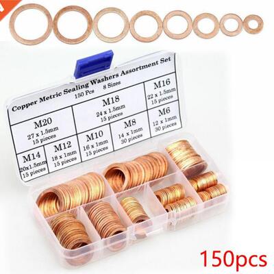 150pcs Copper Washers O- Ring Set M6 M8 M10 M12 M14 M16 M18