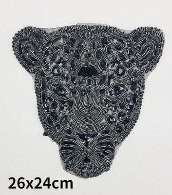T Shirt Women Patch Black Sequins Leopard Patches Mens Patch