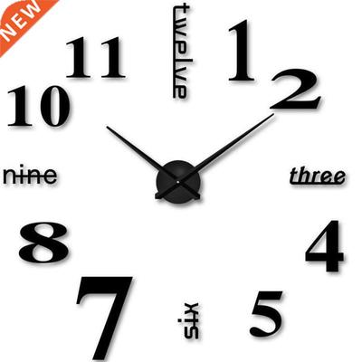 3D Mirror Number Wall Clock Stickers 40cm Modern Design