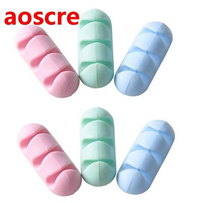 Self-Adhesive Desk Cable Organizer 3-Hole Cable Holder Cable