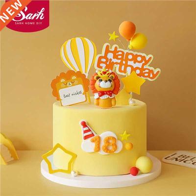 Constellation Animal Leo Lion Happy Birthday Cake Topper Tre