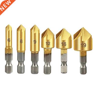 6pcs 5 Flute Chamfer Countersink 1/4