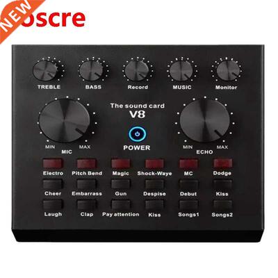 V8 Live Sound Card Voice Changer DJ Audio Mixer Live Sound B