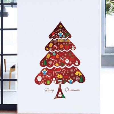 Christmas Wall Stickers Xmas Tree Self-adhesive PVC Removabl