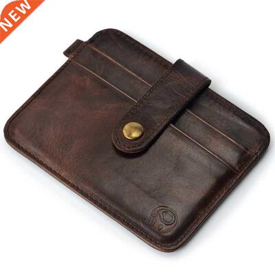 Men Genuine Leather Slim Wallet Male Small Purse Mini Money