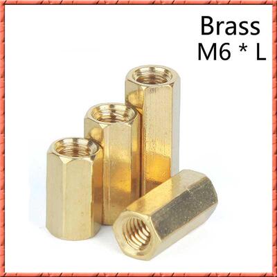 20 50Pcs/lot long nut M6*L Hexagonal brass column monitorin