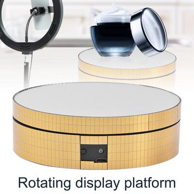 Sturdy Stylish 12cm Mirror Electric Turntable Round Rotatin