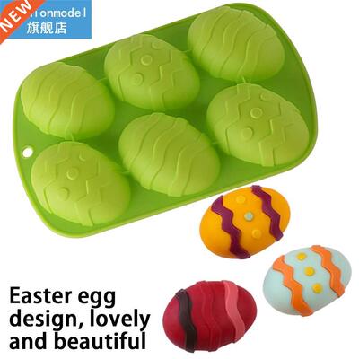 6 Cvity Ester Egg Shped Silicone Bking Mold DIY 3D Cke