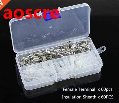 120pcs (60 set ) 6.3mm Crimp Terminals Insulated Seal Elec