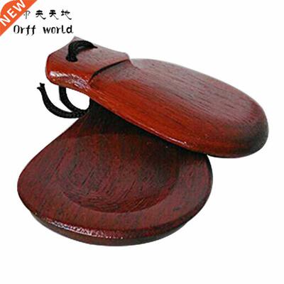 Orff world A Pc Wooden Castanets Wood Percussion Flamenco M