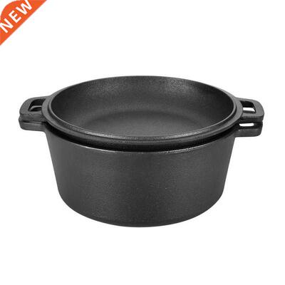 4.5L Double Dutch oven 2 in 1 Seasoned Ca Iron Double Dutc