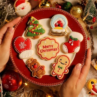 圣诞节手工糖霜饼干圣诞树姜饼人曲奇成品独立包装新年创意送礼物