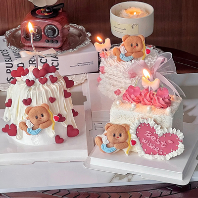 2.14情人节情侣表白黄油小熊蛋糕