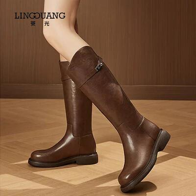 菱光骑士靴高个子长筒靴女2024新款秋冬女鞋英伦风高筒靴N43LN215
