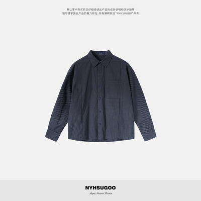 NYHSUGOO/南乙秋季100%棉吊染色织面料渐变格子衬衫3862男士外套
