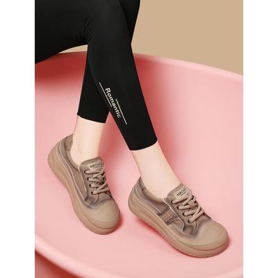 气质厚底板鞋女2025年春夏季新款软底百搭旅游软皮运动休闲鞋圆头