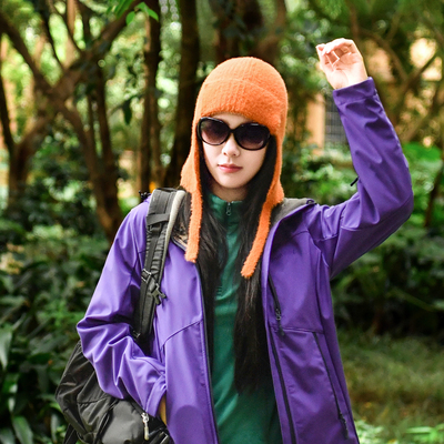 卓尼维斯户外秋冬纯色系带针织毛线飞行帽保暖百搭显脸小雷锋帽女