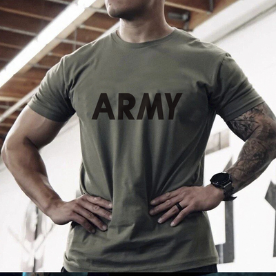 ARMY立体字母印花短袖T恤男夏季索罗纳圆领运动休闲上衣