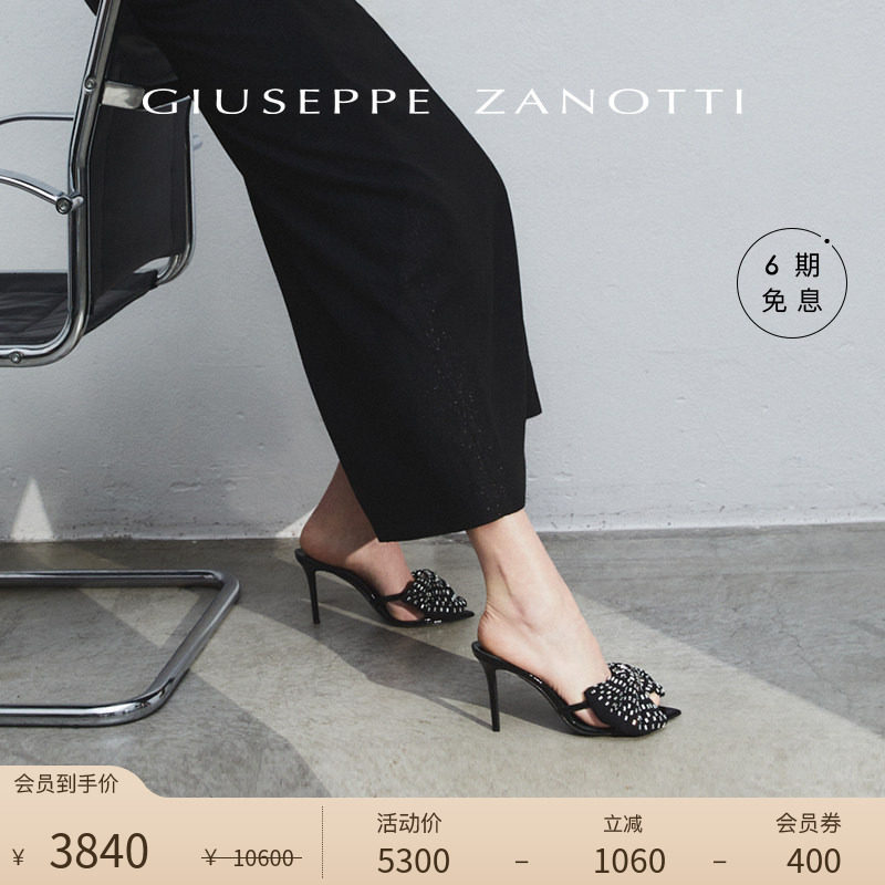 【臻选特惠】Giuseppe Zanotti GZ女士蝴蝶结水钻露趾高跟凉鞋
