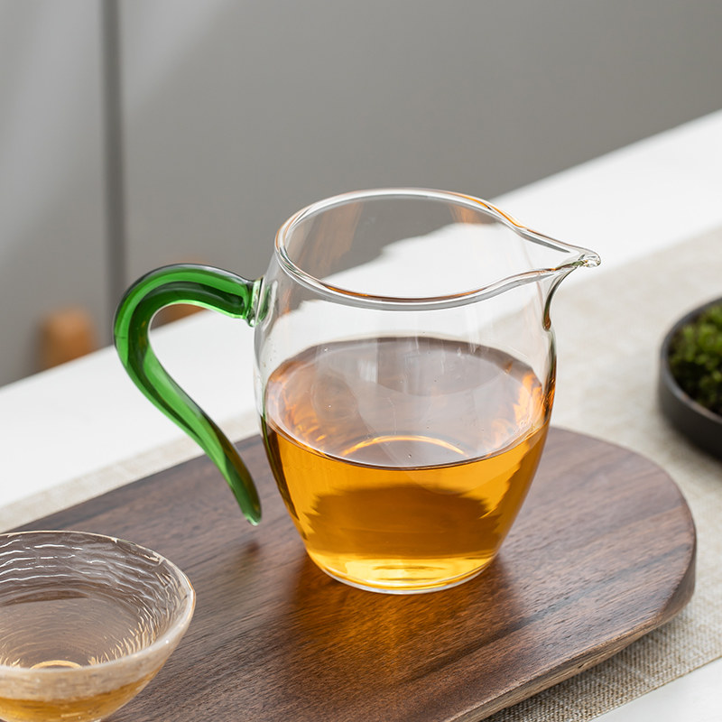 日式椭圆精致公道杯斗笠分茶器高档功夫茶具大号公杯匀杯单个茶海