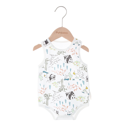 柠檬爬爬国宝熊猫纯棉吊带包屁裙