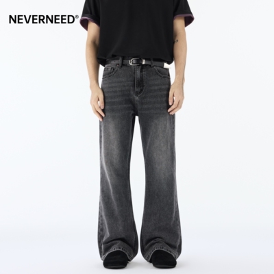NEVERNEED复古微喇牛仔裤男女