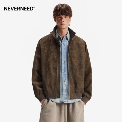 NEVERNEED解构机车pu皮夹克男女