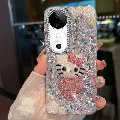 镶水钻凯蒂猫适用vivoS19手机壳保护套S6女款S18防摔S15e新品Xultra高级感S17网红X9小众S15满钻S30外壳S19