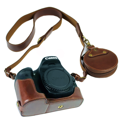 适用佳能单反相机皮套60D 70D 80D 90D保护半套底座复古77D 850D