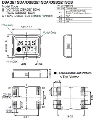 温补贴片晶振 TCXO 3225 3.2*2.5 DSB321SDA 16.368M 16.368MHZ