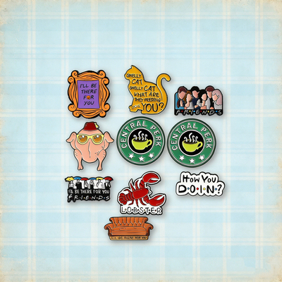 老友记主题徽章套装 Central Perk 咖啡胸针美剧周边金属别针配饰