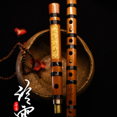 专业笛子阳刻棕色双节精品成人
