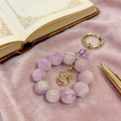 法国Q&V 鎏金光变串珠手机链原创轻奢琉璃珠手捻挂件手机壳挂件