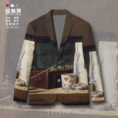 世界名画吸烟者的箱子宫休闲西装