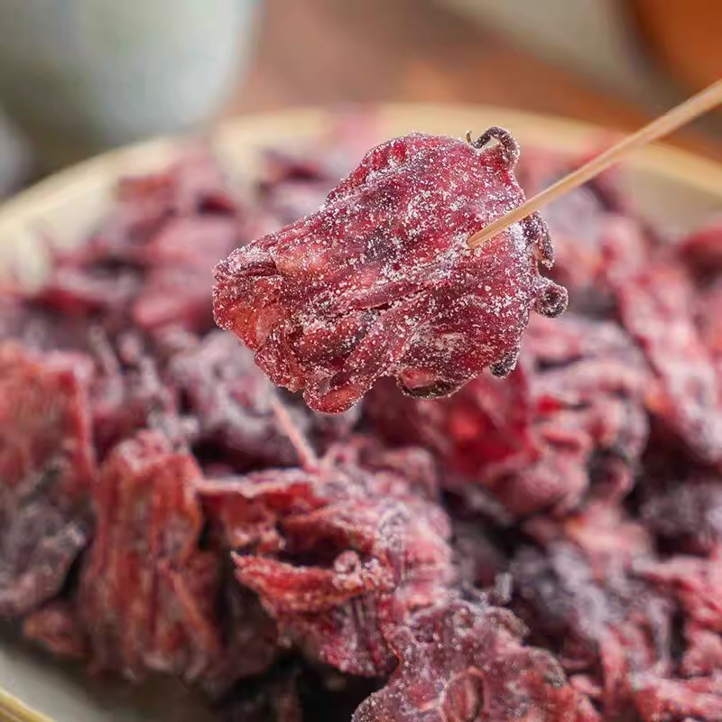 竹盐玫瑰花脯凉果洛神花果脯蜜饯罐装果脯休闲零食凉果玫瑰茄果脯