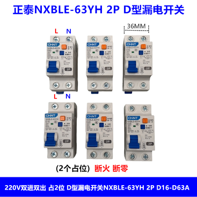 正泰NXBLE-63YH漏电开关D型2P