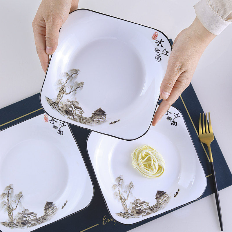 6/8个装陶瓷方盘菜盘家用创意北欧盘子方形如意盘可微波炉特价盘_虎窝淘