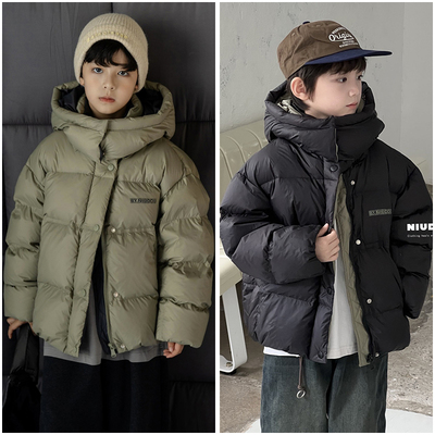 牛哆哆童装儿童90白鸭绒字母厚款羽绒服24冬男女童立领外套34035