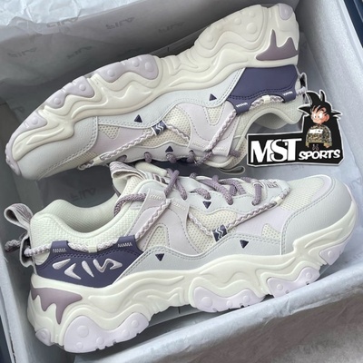 FILA斐乐猫爪5代白紫色老爹鞋