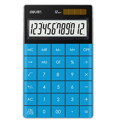 得力1589平板大屏幕按键计算器计算机双重电源太阳能可爱便携文具 四色可选