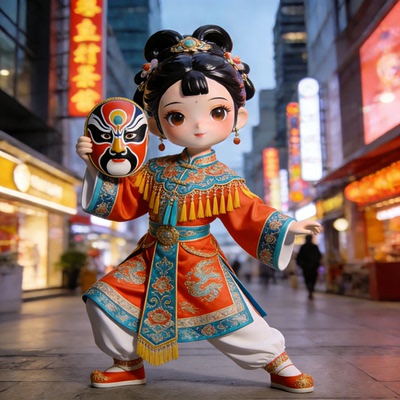 玻璃钢卡通雕塑定制国潮古典美女潮玩IP摆件步行街广场商场景观