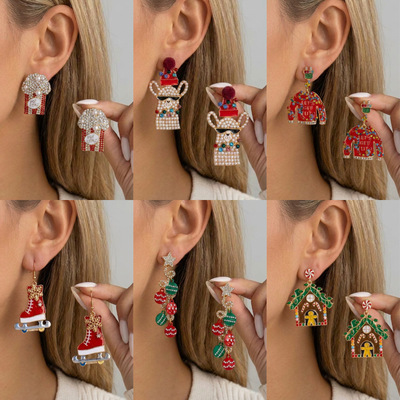 Lady's exaggerated earrings as Christmas party accessories新